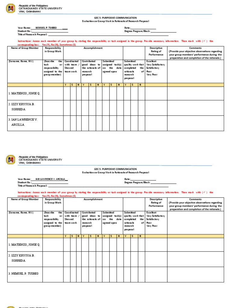 Group Work Evaluation | PDF | Cognition