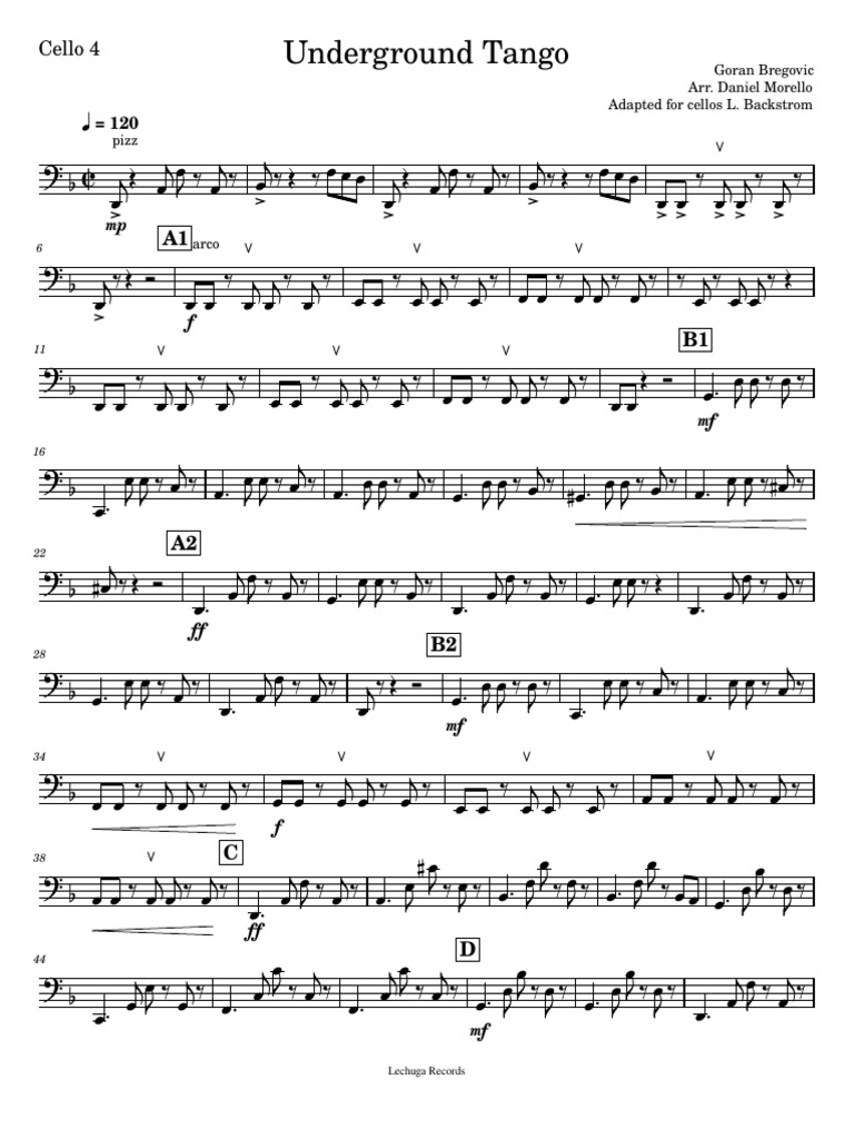 Underground Tango: Cello 4 | PDF