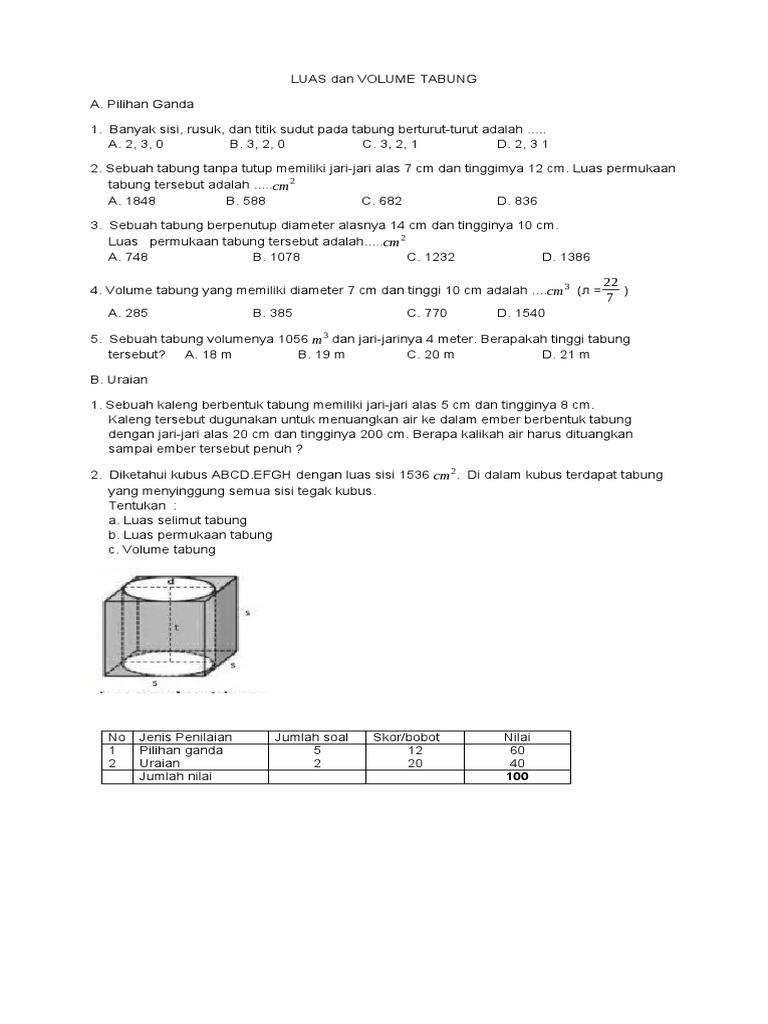 Luas Dan Volume Tabung | PDF