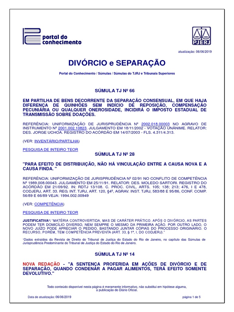 Divorcio Separacao | Download grátis PDF | Divórcio | Sentença (jurídico)