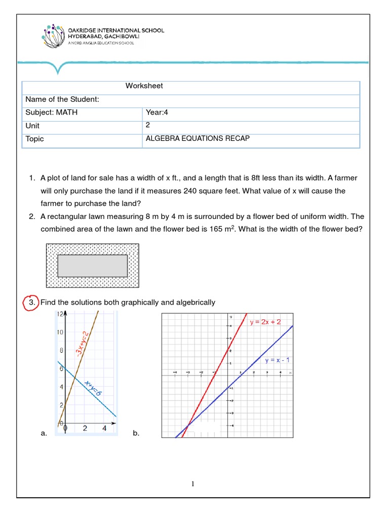 MYP4 - CW ALGEBRA EQUATIONS RECAP - Removed | PDF