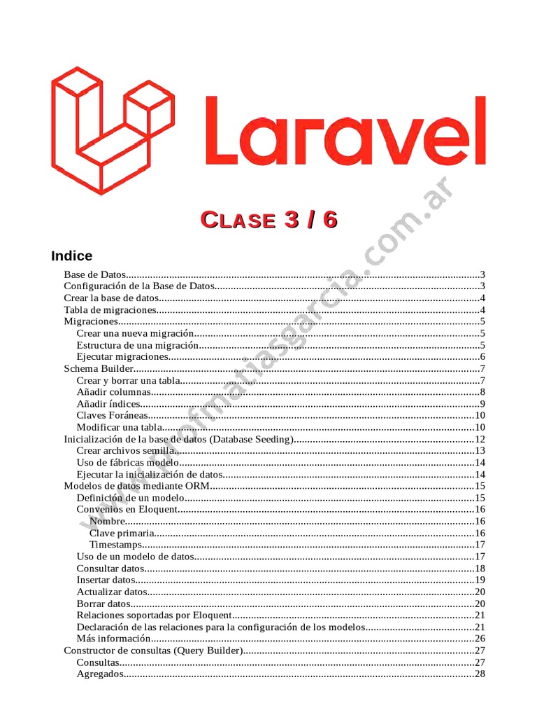 Laravel Clase3 | Descargar gratis PDF | Bases de datos | Mi sql