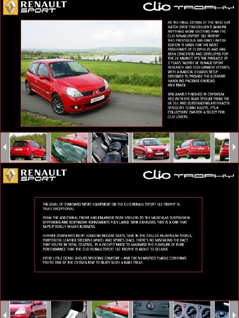 R.S. Clio 182 Trophy Brochure | PDF
