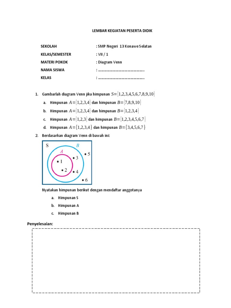 LKPD MATEMATIKA KLS 7 Himpunan Part 5 | PDF
