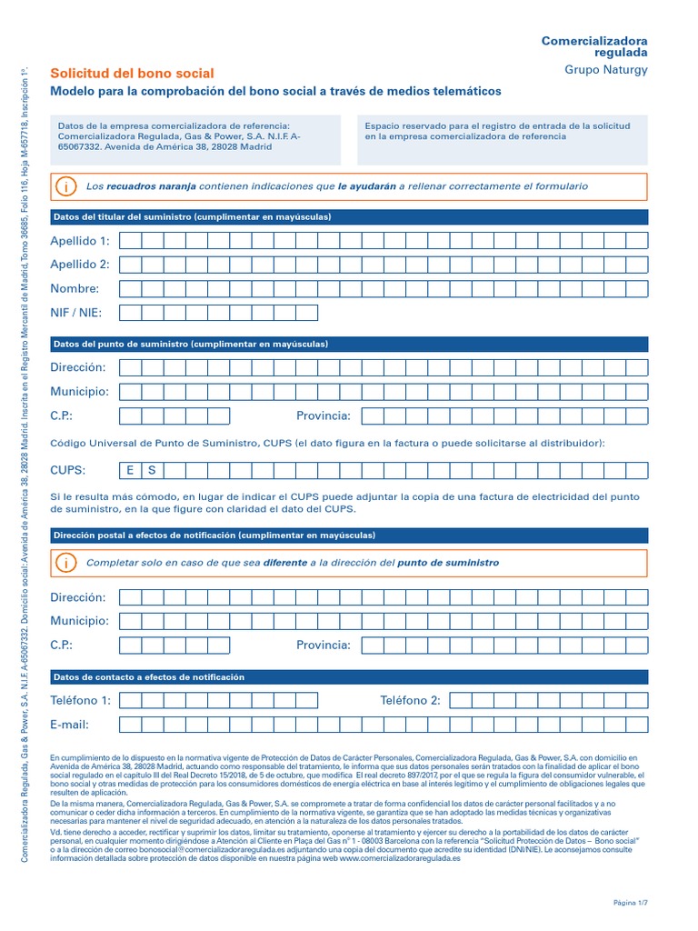 Naturgy Solicitud Telemática Bono Social | PDF | Privacidad de la información | Matrimonio
