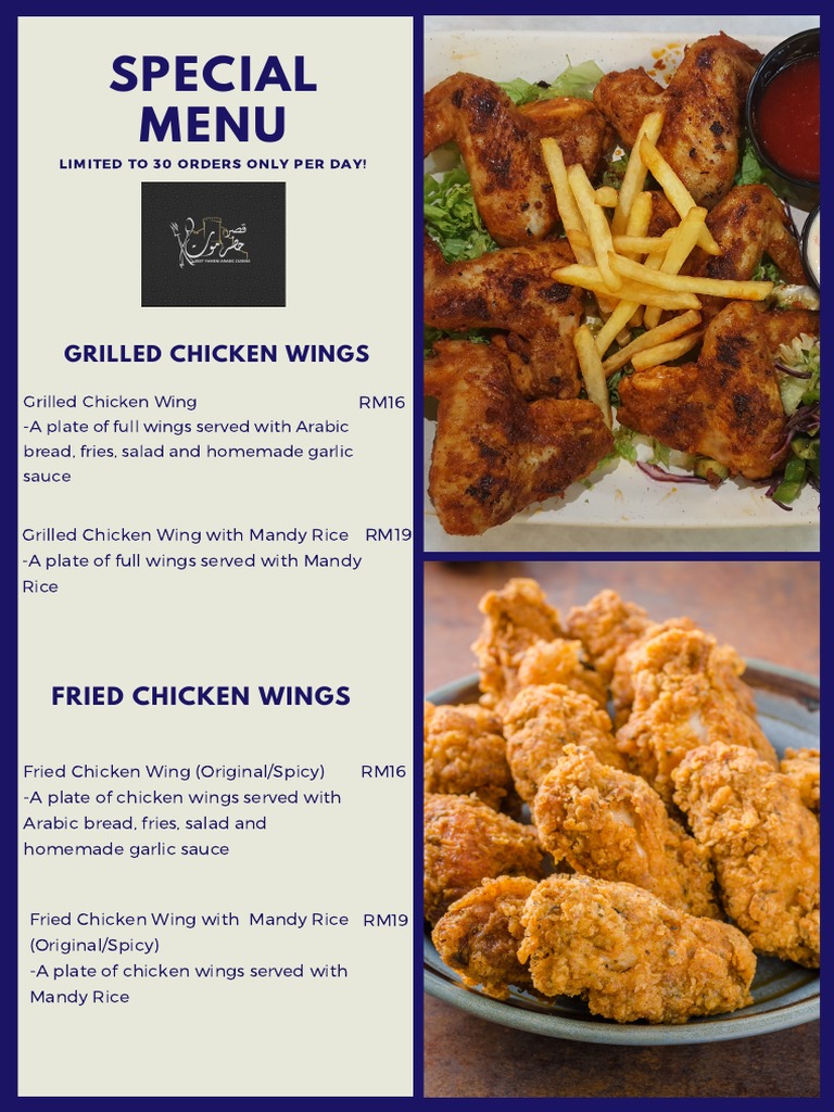 Chicken Wings Special Menu | PDF
