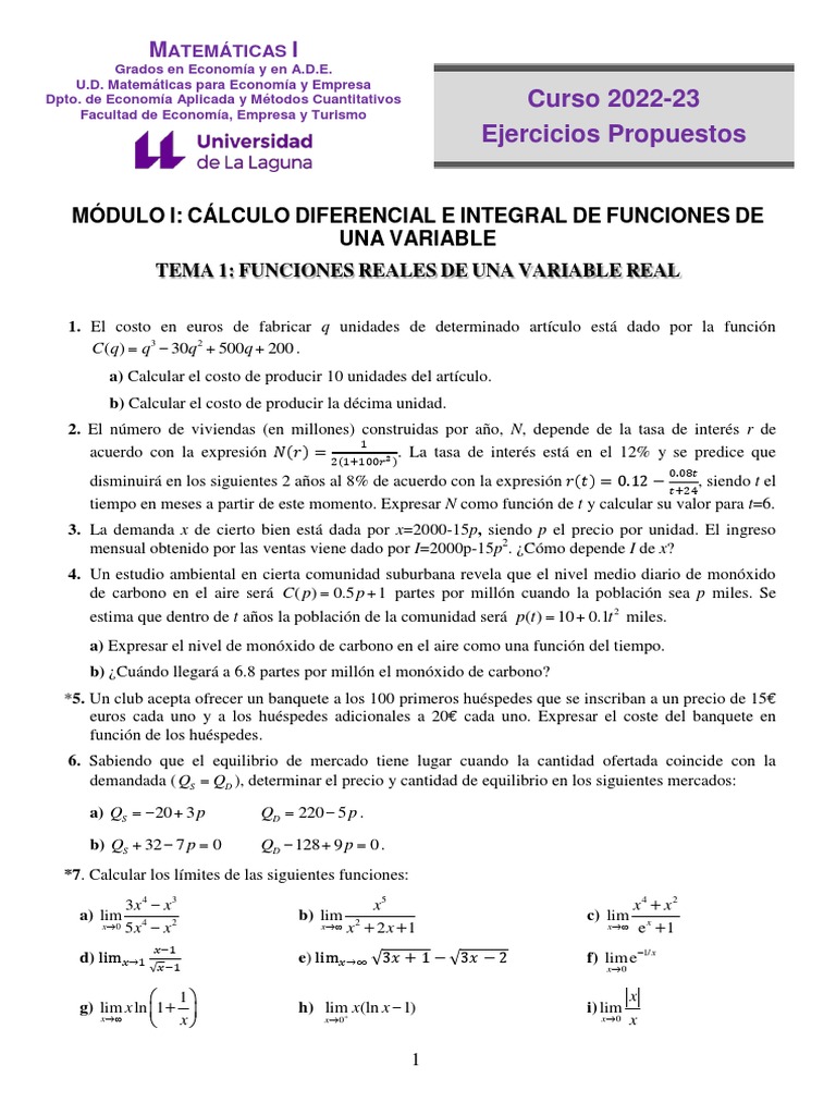 Colección Ejercicios 2022 | PDF | Curva de demanda | Precios