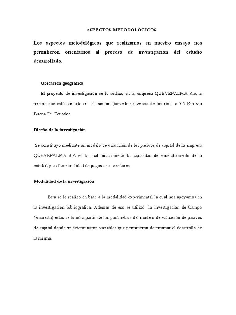 ASPECTOS METODOLOGICOS Polla Finanzas | PDF