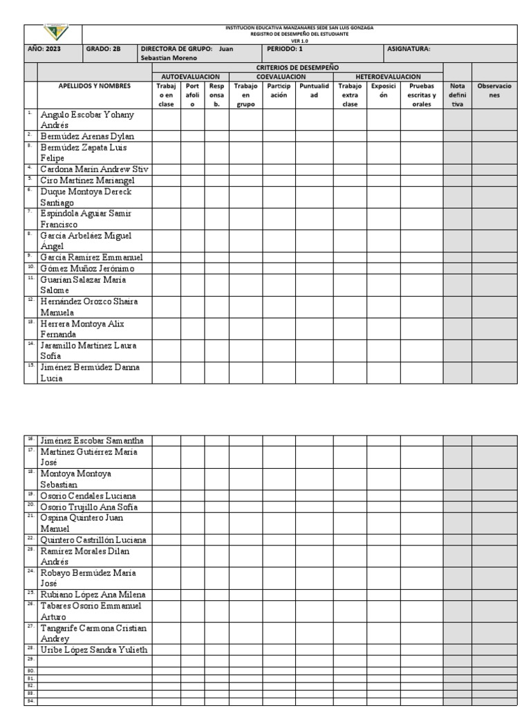 Lista de Notas 2B | PDF