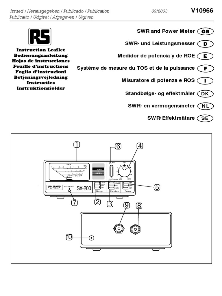 Diamond SX-200 SWR/Power Meter Guide | PDF | Electronic Engineering ...