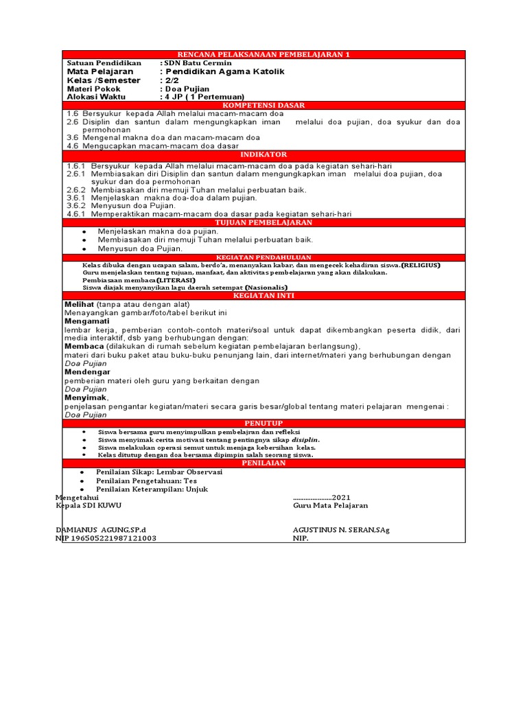 RPP 7, Doa-Pujian | PDF