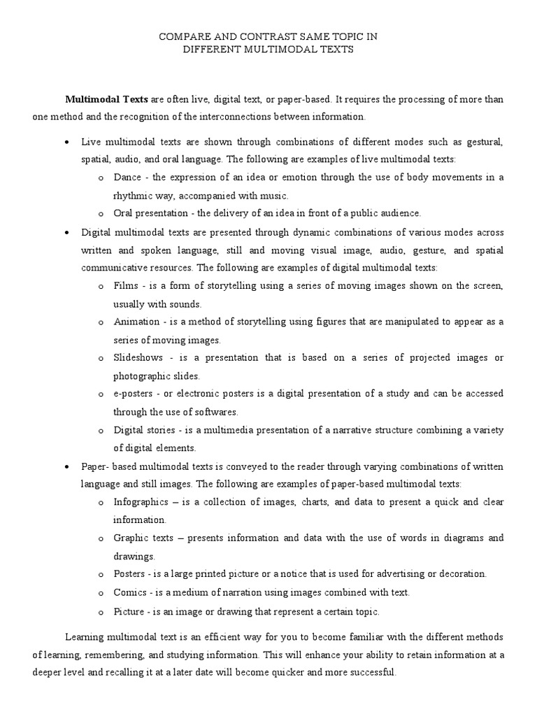 Compare and Contrast Same Topic G8 | PDF | Communication | Human Communication