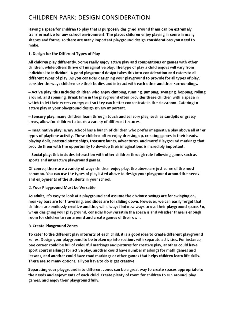 Design Consideration | Download Free PDF | Playground