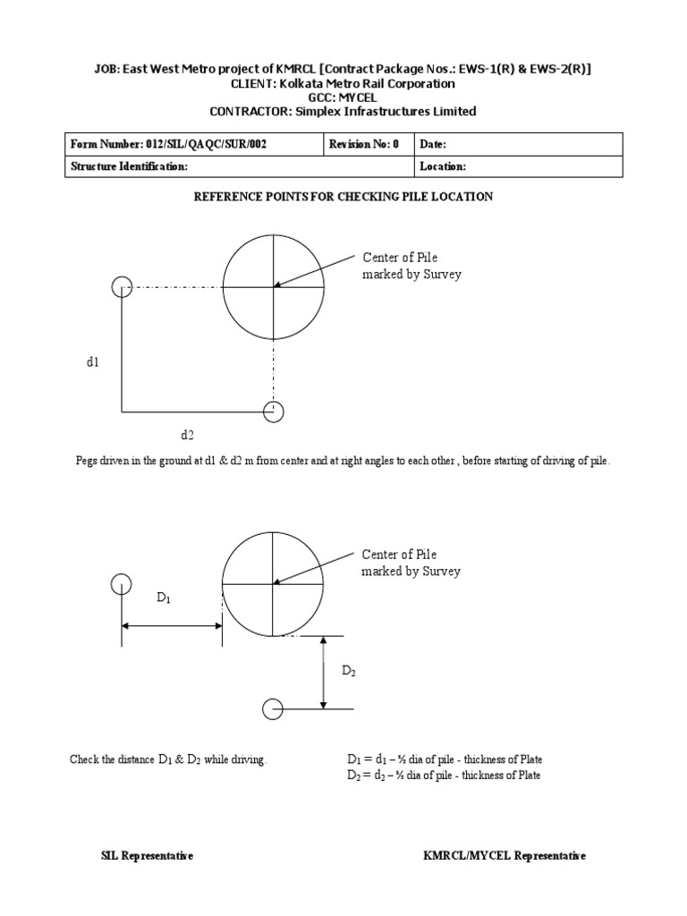 Reference Points For Cheking Pile Location - 012SILQAQCSUR002 | PDF