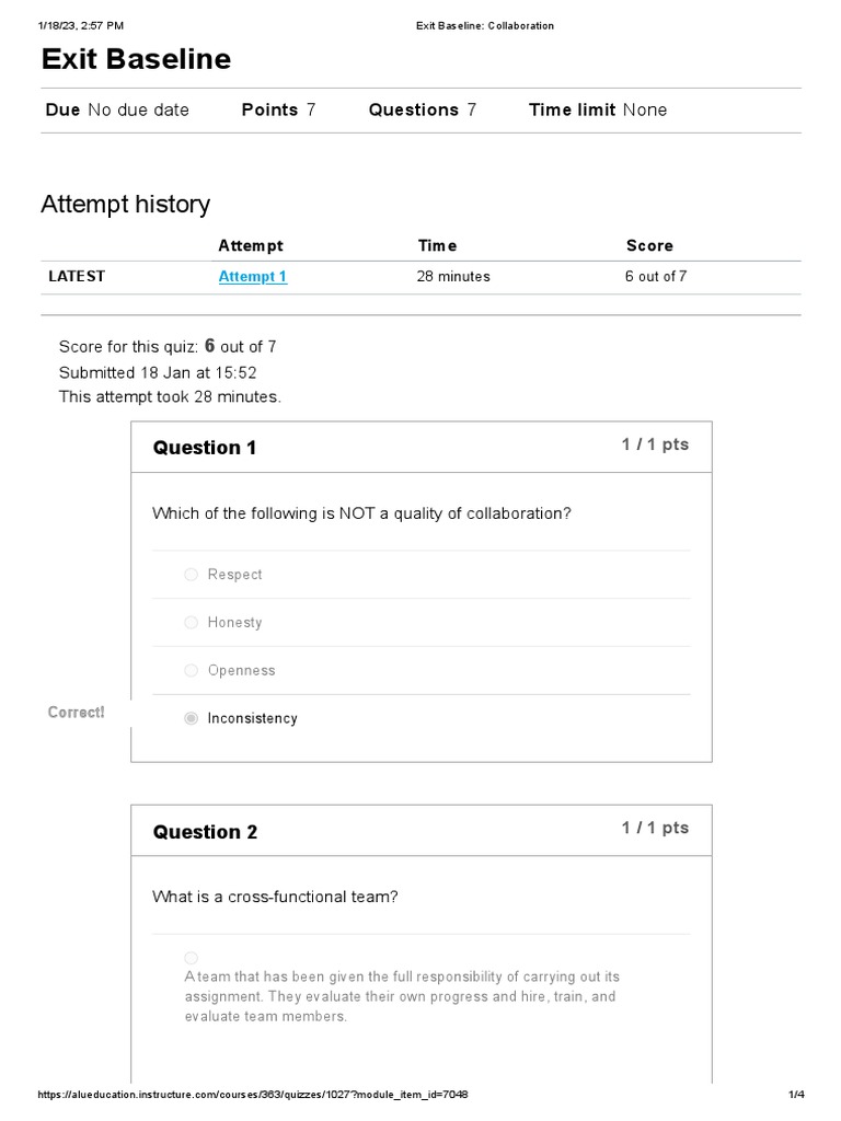Exit Baseline - Collaboration | PDF | Cognition | Learning