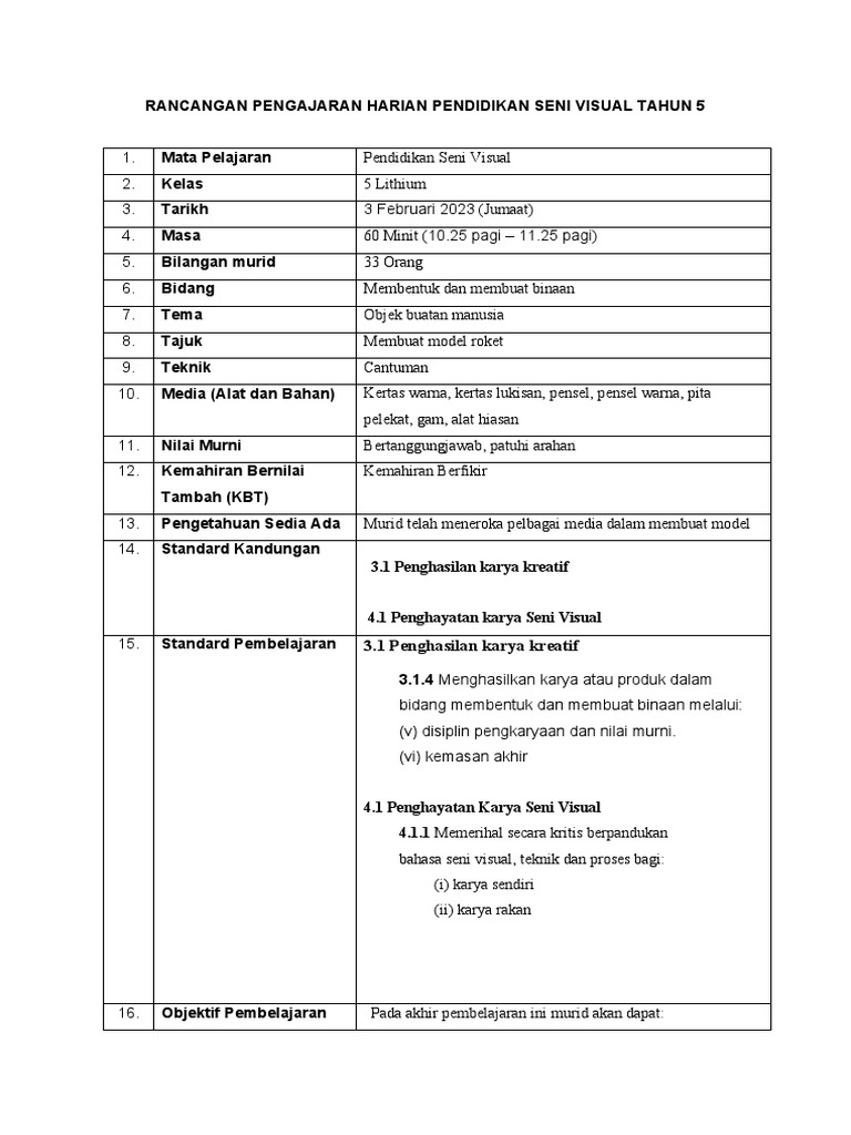RPH PSV Tahun 5 Lithium | PDF