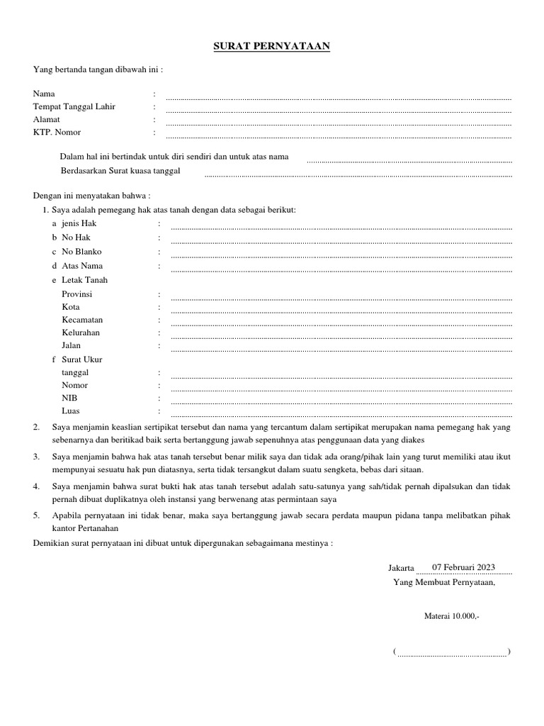 Surat Pernyataan Keaslian | PDF