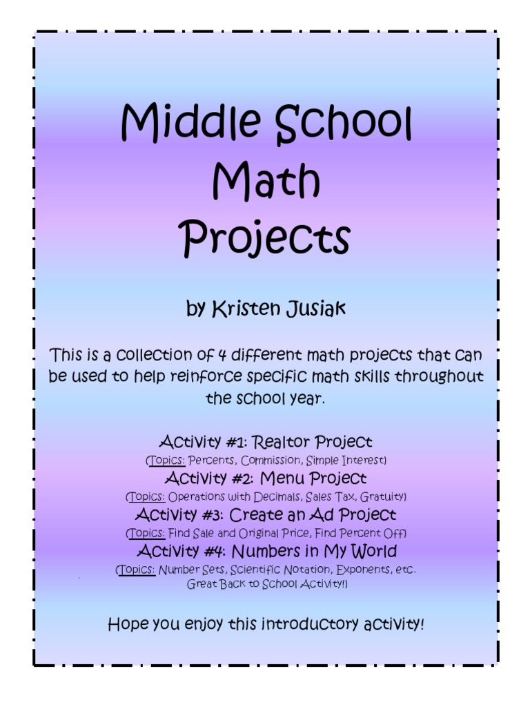 Middle School Math Projects by Kristen Jusiak | PDF | Menu | Numbers
