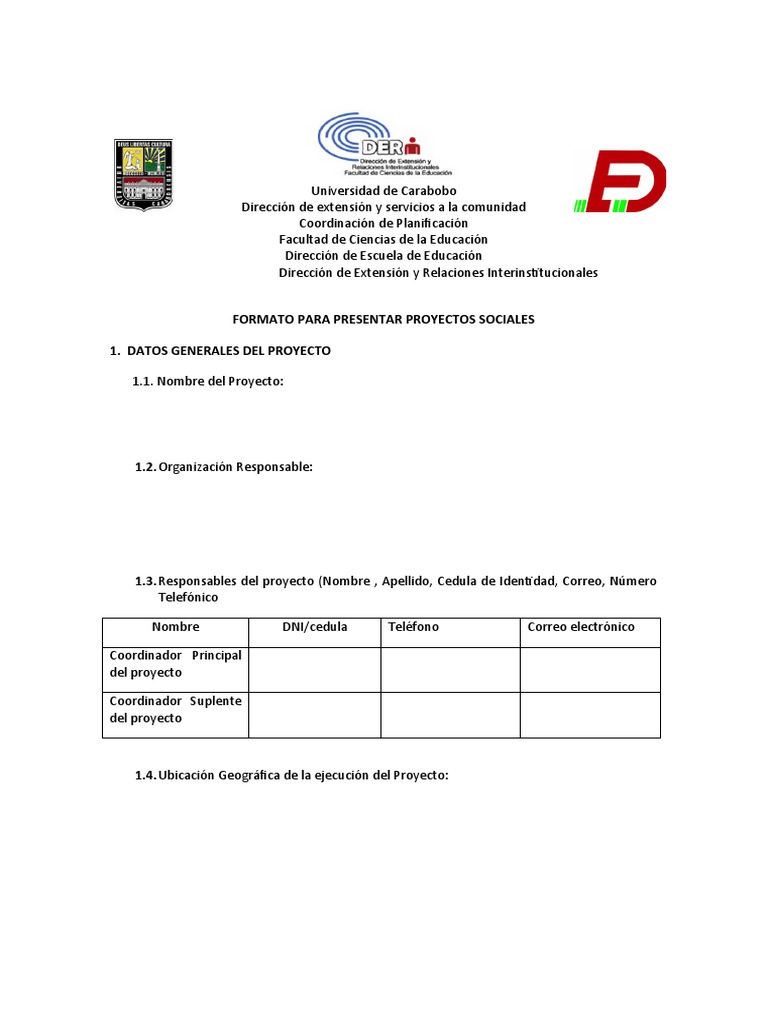 Uc Formato Proyectos Comunitarios - Desco | PDF