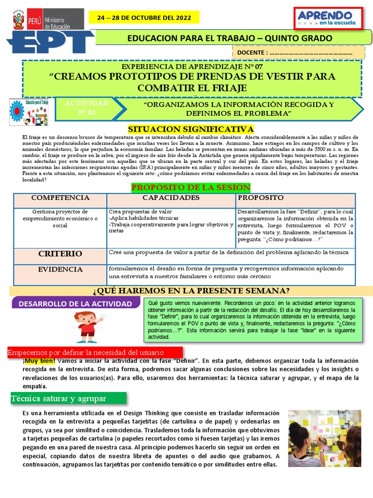 Experiencia de Aprendizaje 07 - Actividad #02 - 5to - Ept | Descargar gratis PDF | Evaluación