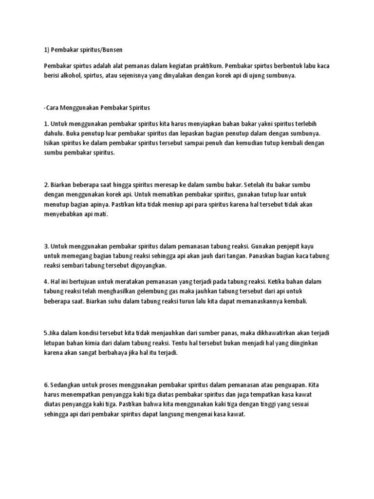 SOP Pembakar Spiritus | PDF