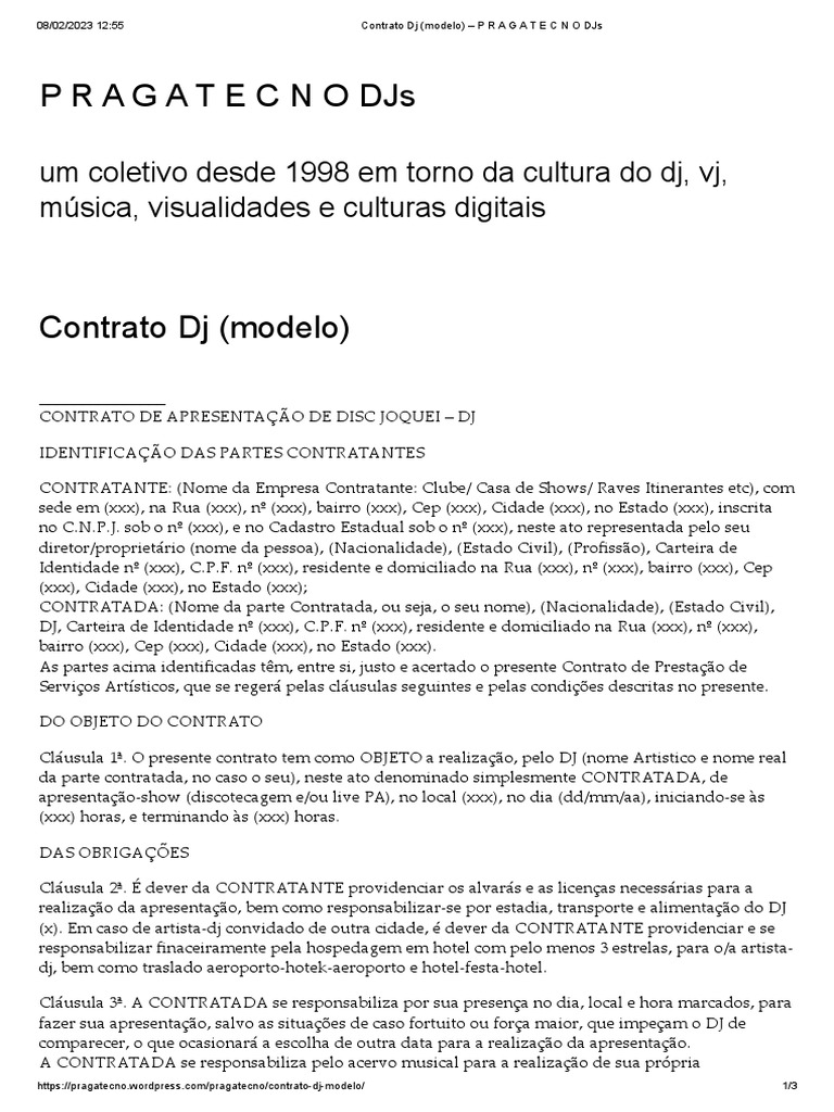 Modelo de Contrato para DJs | PDF | DJ