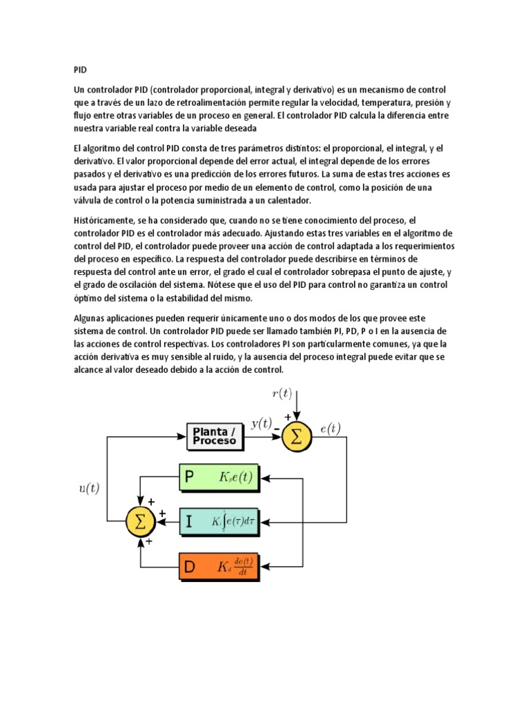 Controlador PID: Función y Aplicaciones | PDF | Tecnología