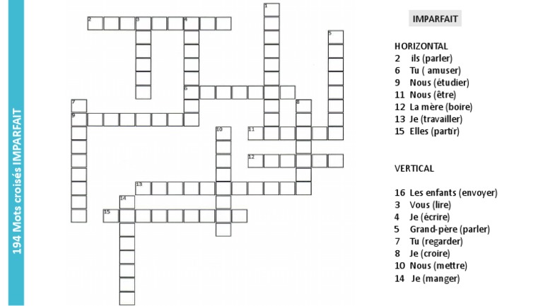 194 Mots Croises Imparfait | PDF