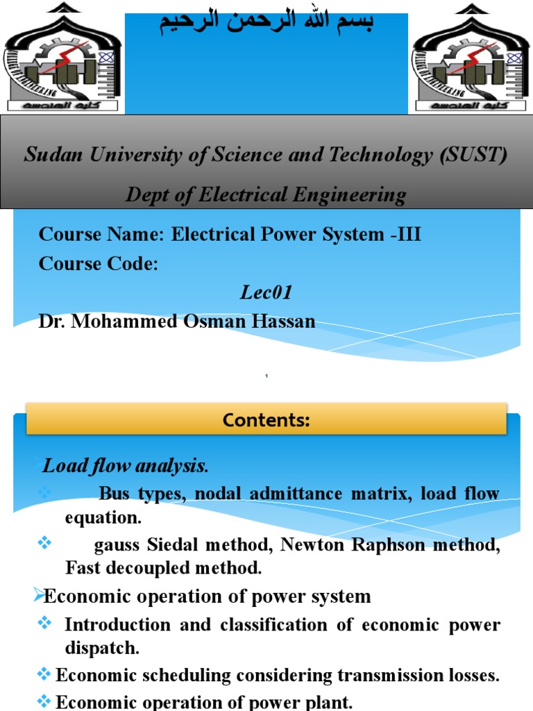 Electrical Power System III-lec01 | PDF | Power (Physics) | Physical Quantities