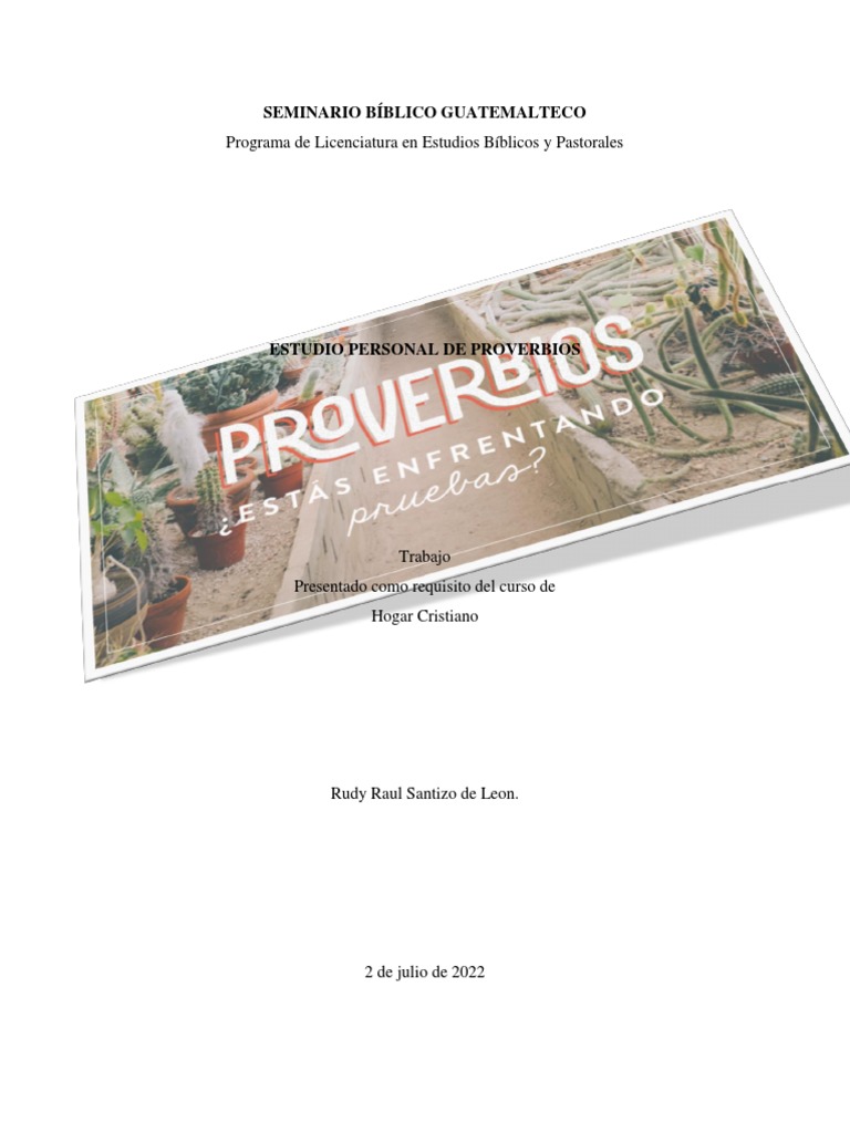01 - A - Estudio Personal de Proverbios | PDF | Libro de proverbios | Sabiduría