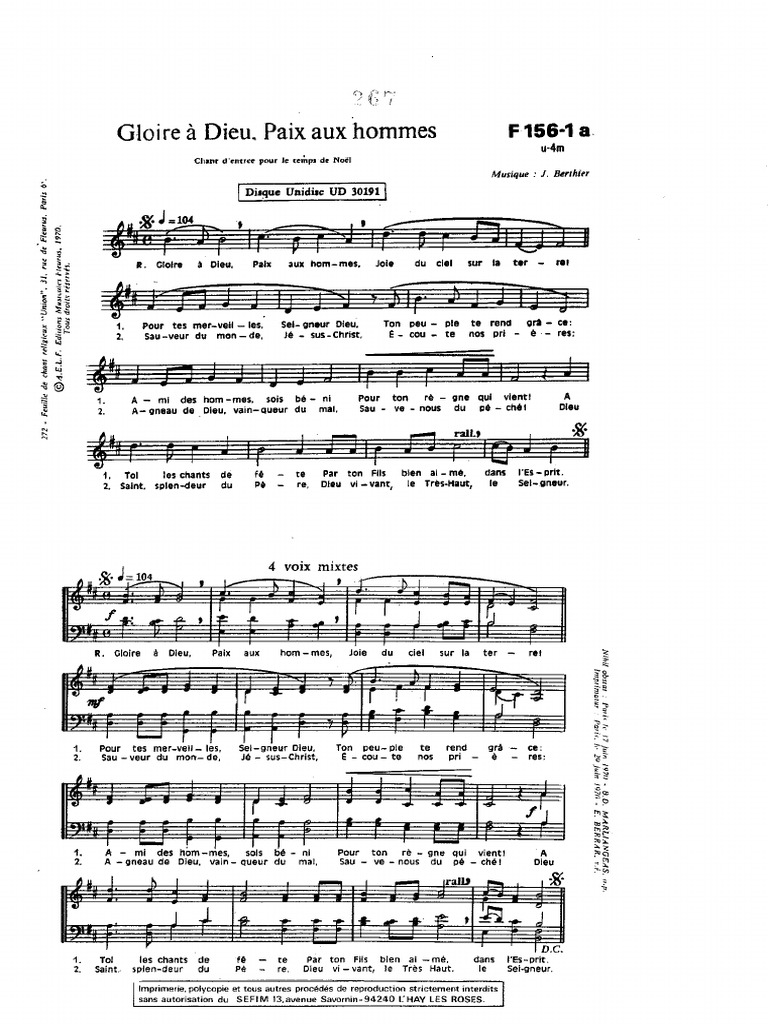 267 - Gloire À Dieu, Paix Aux Hommes | PDF