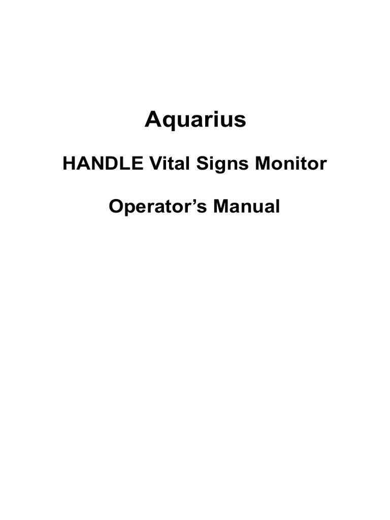 Aquarius Vital Signs Monitor Manual | PDF | Blood Pressure