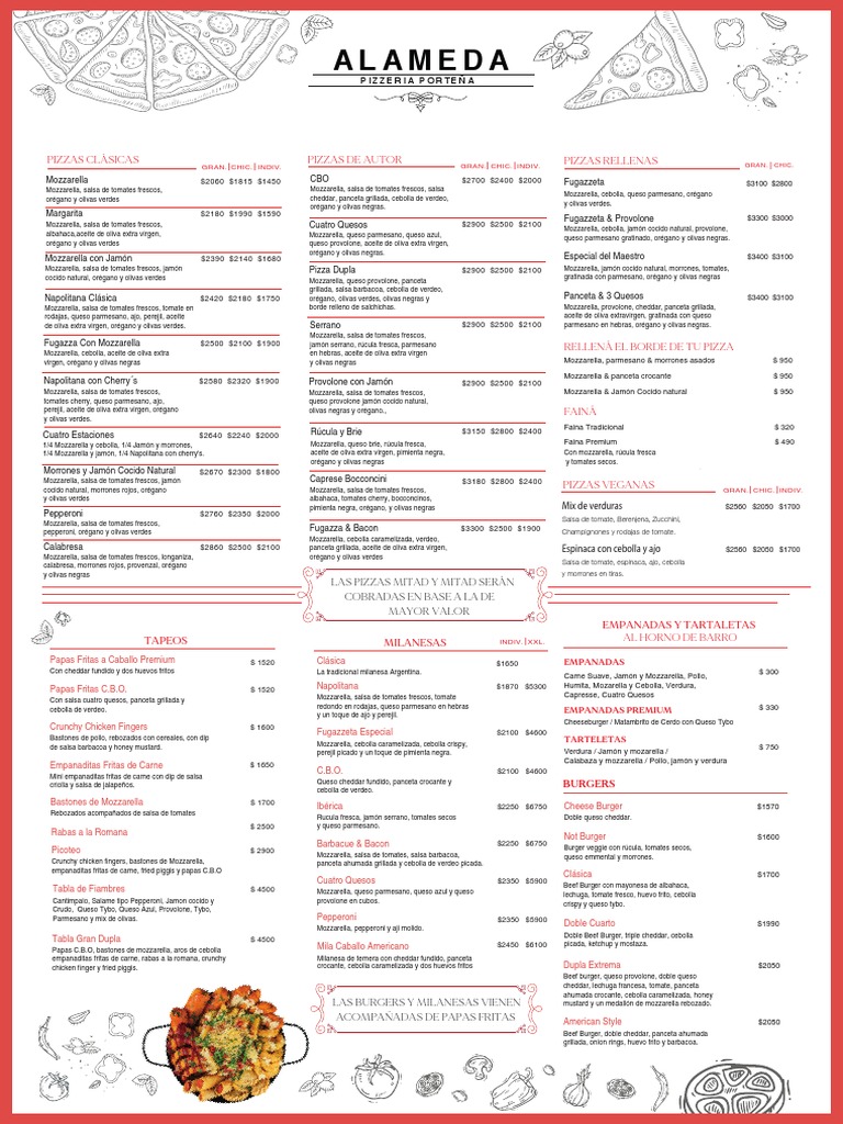 Menu Alameda Espanol Noviembre | PDF | Pizza | Eruca Sativa