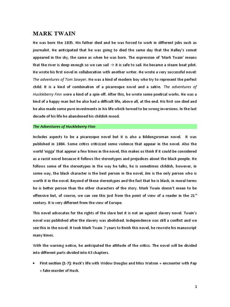 The Adventures of Huckleberry Finn: A Comprehensive Analysis of Mark ...