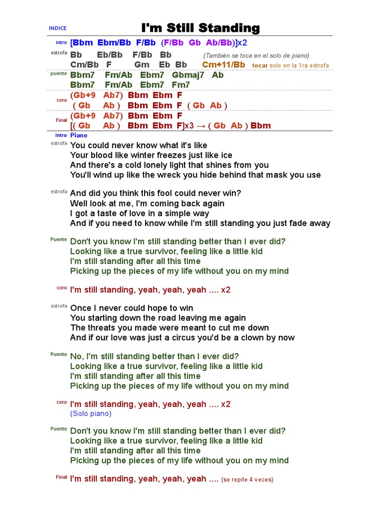 I'm Still Standing Lyrics and Chords | PDF