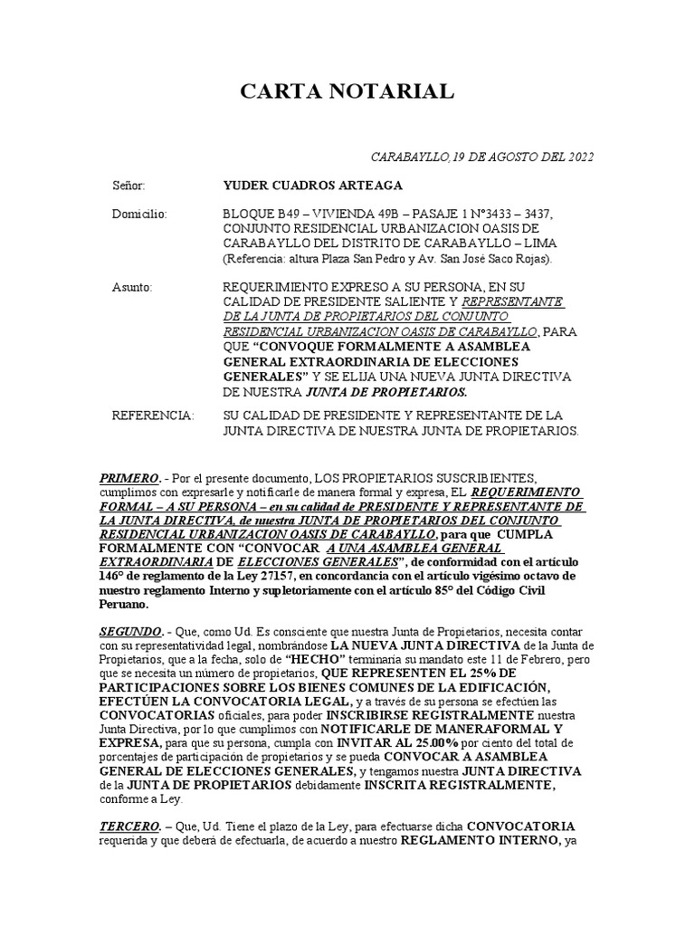 Carta Notarial | PDF | Gobierno