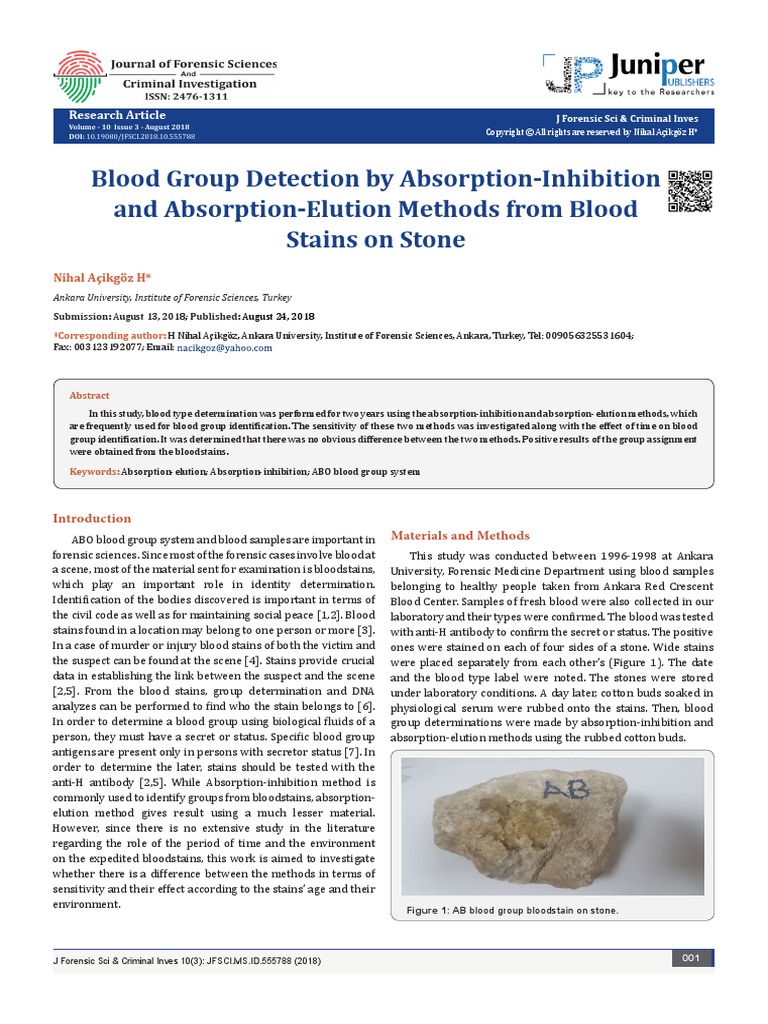 Jfsci MS Id 555788 | PDF | Blood Type | Forensic Science