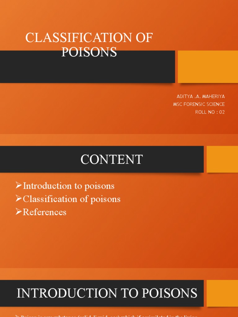 Classification of Poisons in Toxicology | PDF | Chemistry | Chemical ...