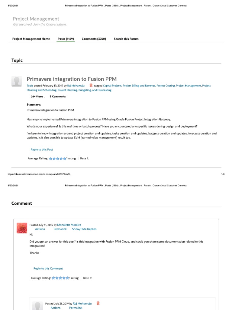 Primavera Integration To Fusion PPM | PDF