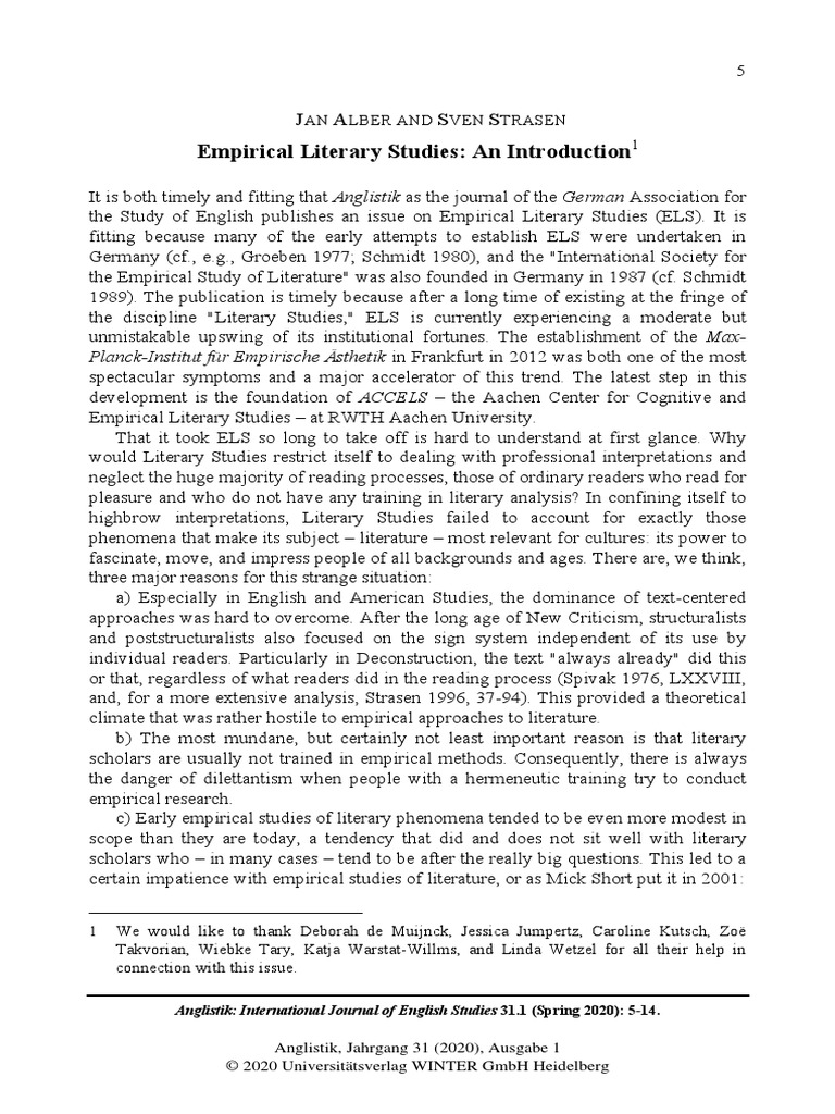 ELS Empirical Literary Studies An Introduction | PDF | Narration | Narrative