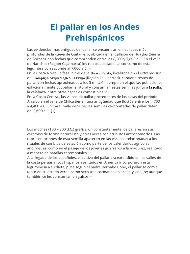 Historia del Pallar en los Andes | PDF