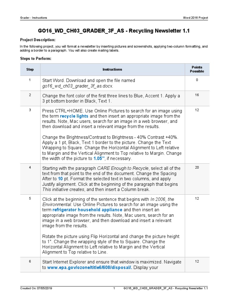 Grader - Recycling Newsletter | PDF | Paragraph | Screenshot