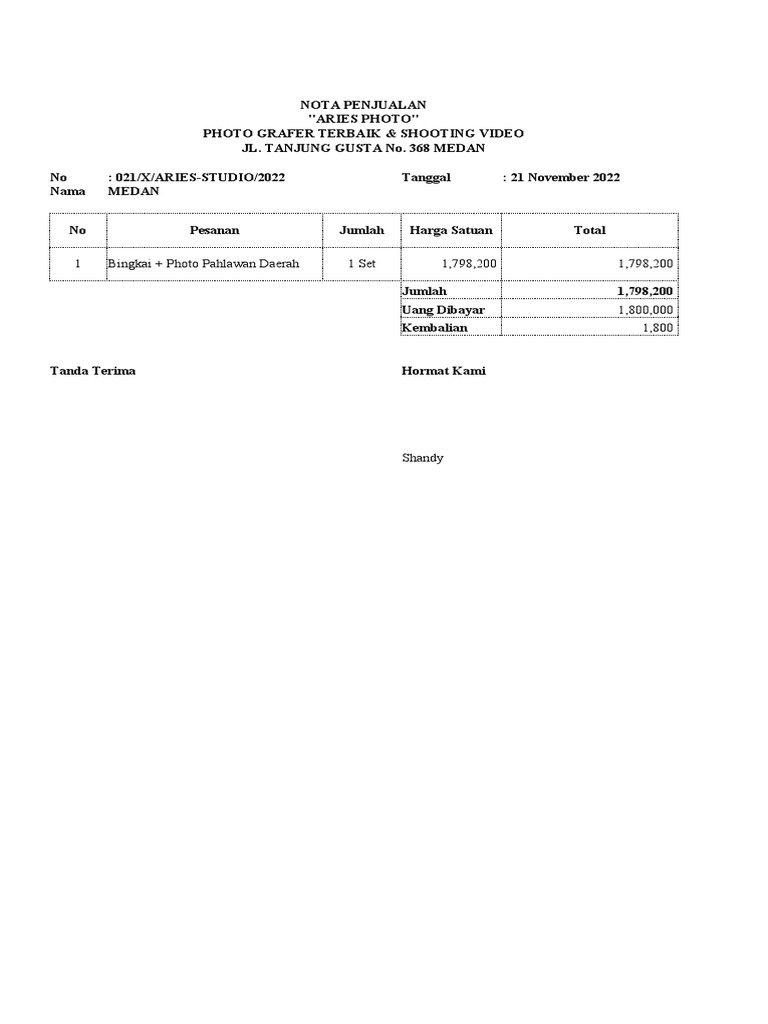 Nota Kosong Kledo Excel | PDF