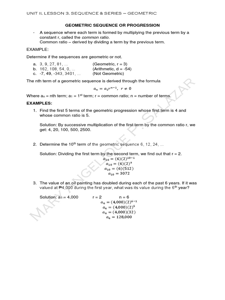 Lesson 3. Geometric Sequence | PDF | Decimal | Ratio