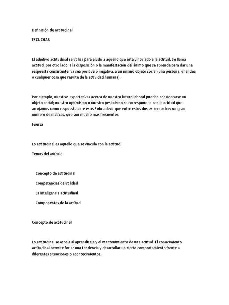 Definición de Actitudinal | PDF | Inteligencia | Aprendizaje