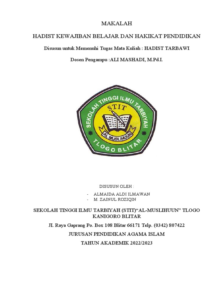 KEWAJIBAN BELAJAR DAN HAKIKAT PENDIDIKAN FT Zainul | PDF | Agama & Spiritualitas