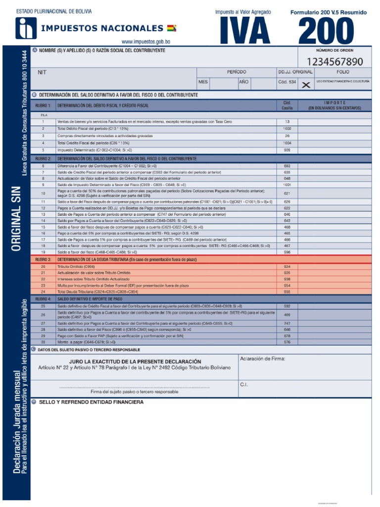 Formulario IVA 200 Resumido | PDF