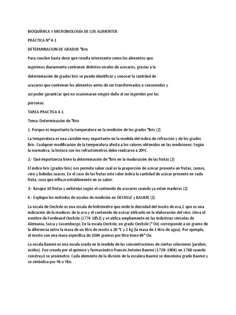 Determinacion de Grados Brix | PDF | Química | Cantidad