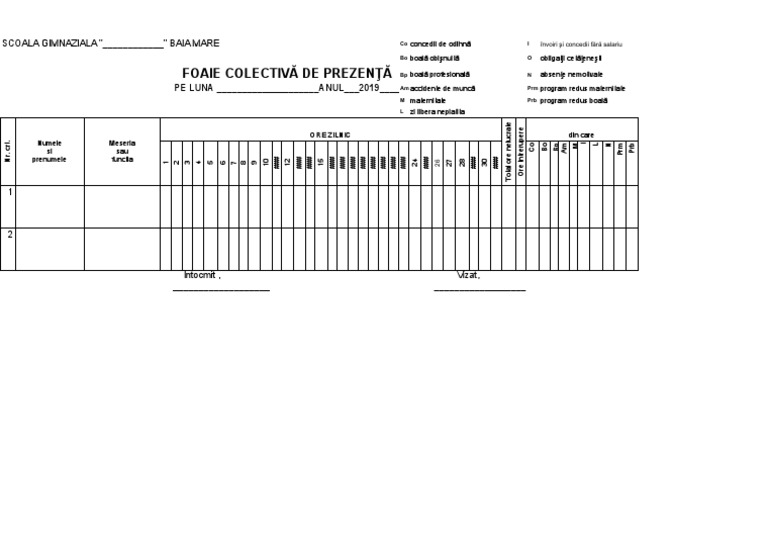 Model Pontaj Didactic | PDF