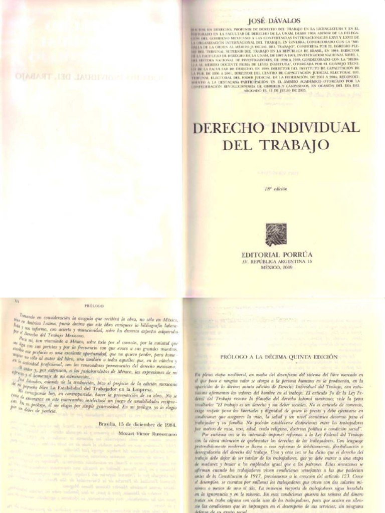 Derecho Individual Del Trabajo Jose Dava | PDF